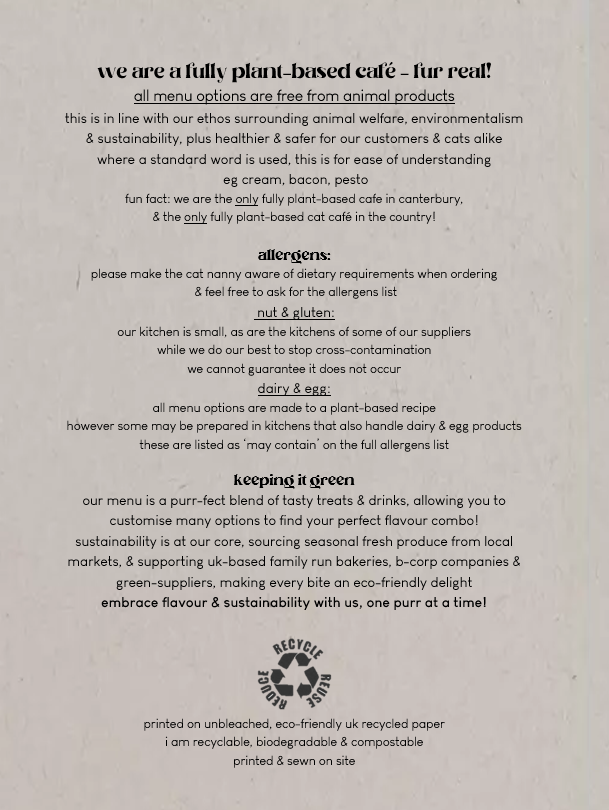 Menu – Canterbury Tails Cat Cafe